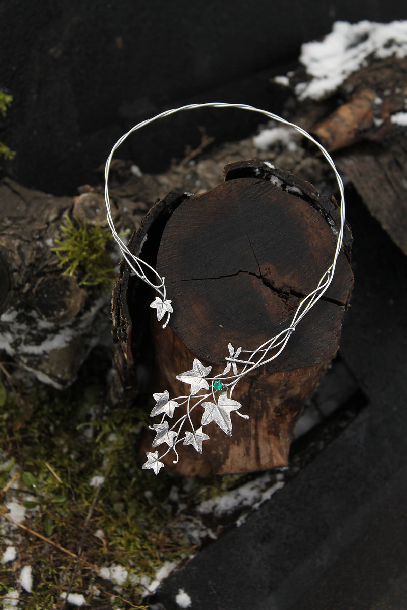 Ivy silver jewelry Open necklace Wedding botanical jewelry – Ursula Jewelry