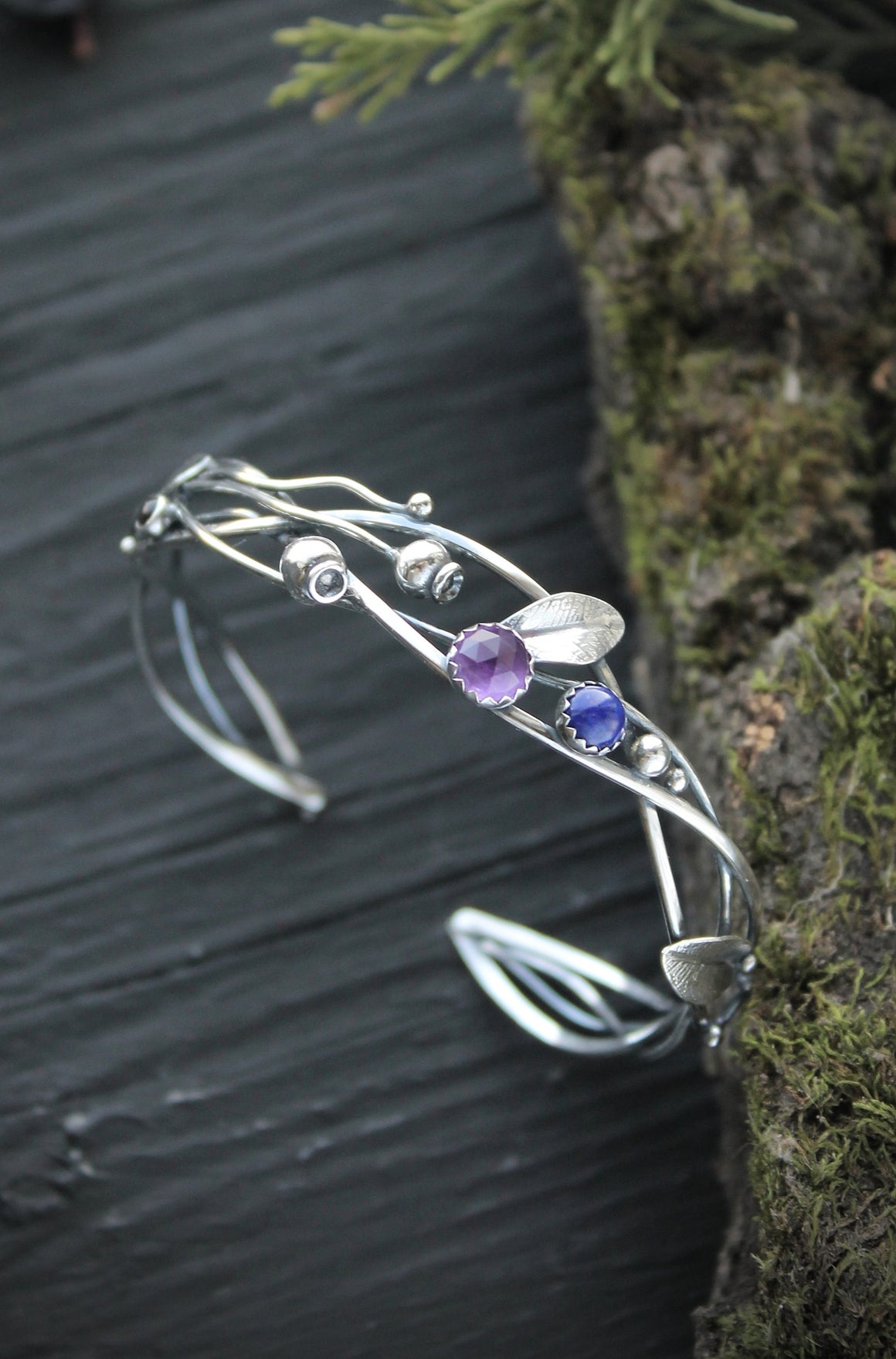 Blueberry silver bracelet Botanical jewelry – Ursula Jewelry