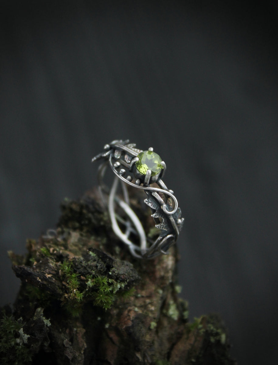 Fern ring Elven silver engagement ring Artisan jewelry – Ursula Jewelry