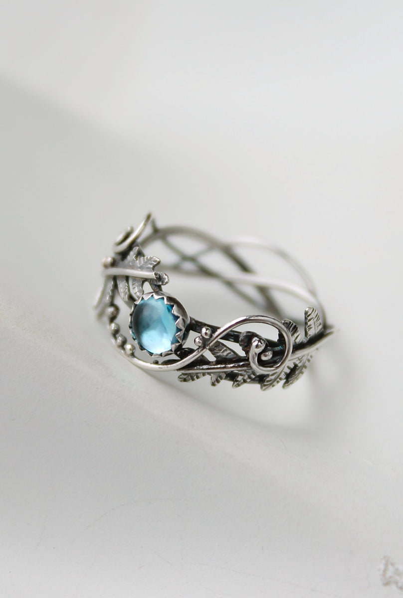 Silver fern leaf ring Elven engagement ring Botanical jewelry – Ursula ...